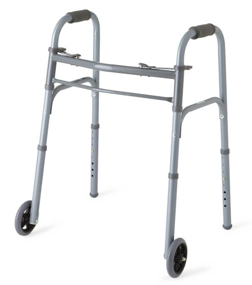 Medline Youth Folding Walker with 5in Wheels 400lb 4Ct