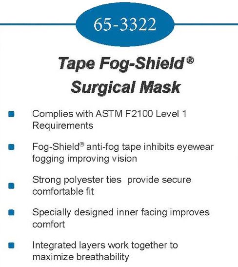 Anti-Fog Surgical Mask with Tape 50Ct