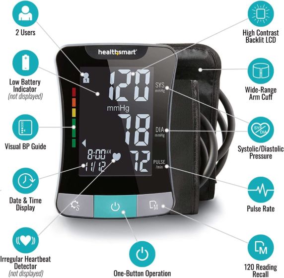HealthSmart Digital Premium Blood Pressure Monitor with Automatic Upper ...
