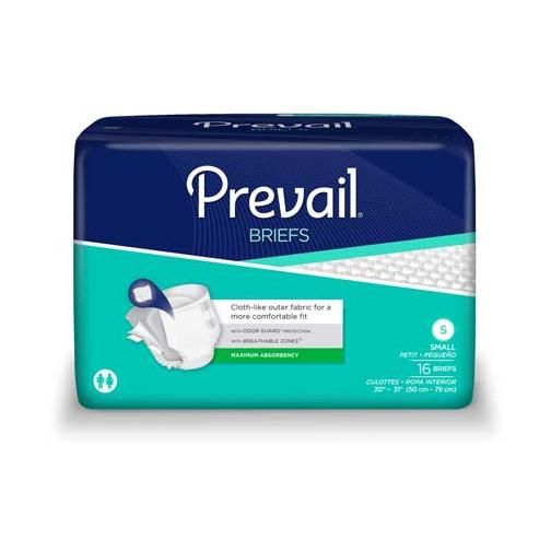 Prevail Incontinence Briefs Unisex Heavy Absorbency S 20in-31in 96Ct