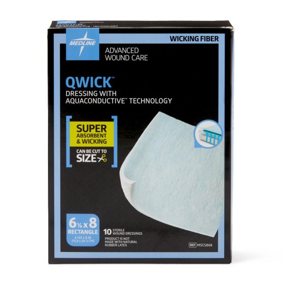 Medline Qwick Superabsorbent Wound Dressing 6.125x8 10Ct