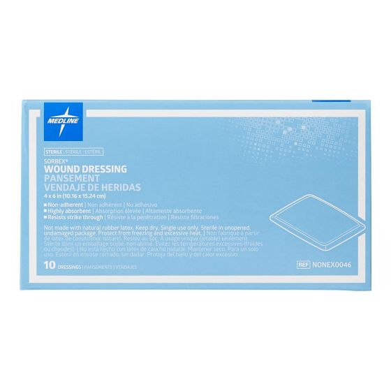 Medline Sorbex Sterile Wound Dressing 4x6 10Ct