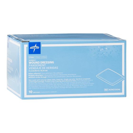 Medline Sorbex Sterile Wound Dressing 4x6 10Ct