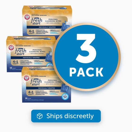 FitRight Fresh Start Flushable Personal Cleansing Wipes 48Ct