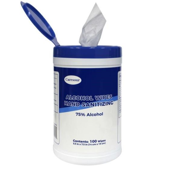 Caresour Alcohol Hand Sanitizer Wipes 100Ct