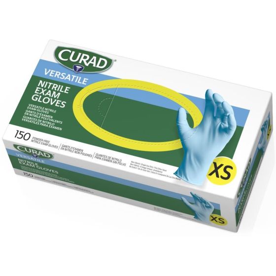 CURAD Full Texture Nitrile Exam Gloves XS 1500Ct