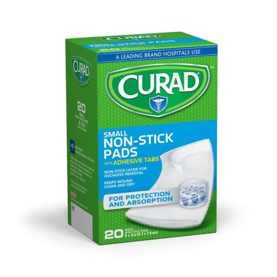 CURAD Sterile Nonstick Pad w Adhesive Tabs 2x3 20Ct