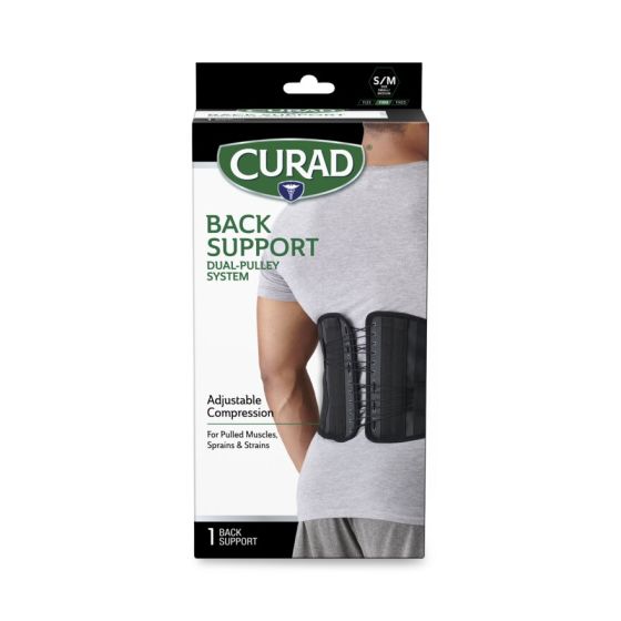 CURAD Back Supports with Dual-Pulley System Black Size S/M 1Ct