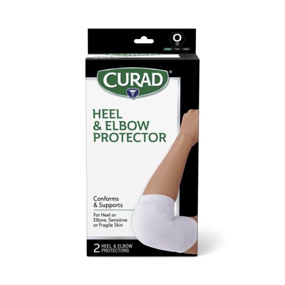 Curad Knit Heel and Elbow Protector One Size White 4Ct