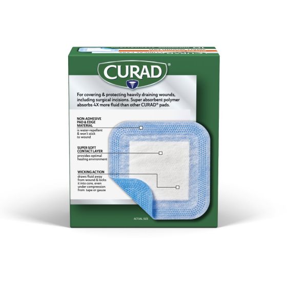 Curad Super Absorbent Polymer Wound Dressing 4in x 4in 1Ct
