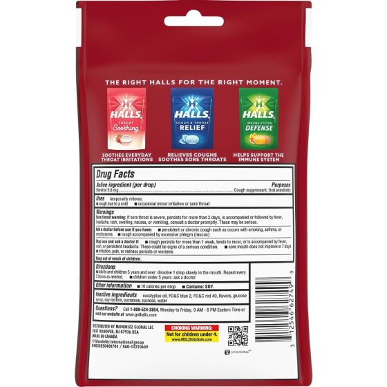 Halls Relief Cough Drops Cherry 30Ct
