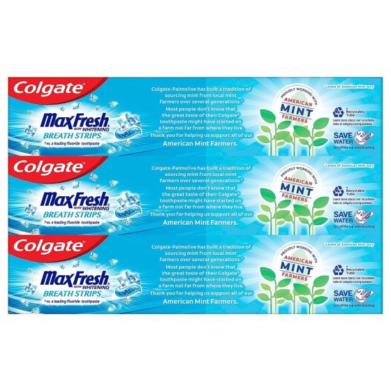 Colgate Max Fresh Whitening Toothpaste Cool Mint 6.3oz 3Ct