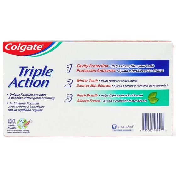Colgate Triple Action Toothpaste Mint 6oz 3Ct