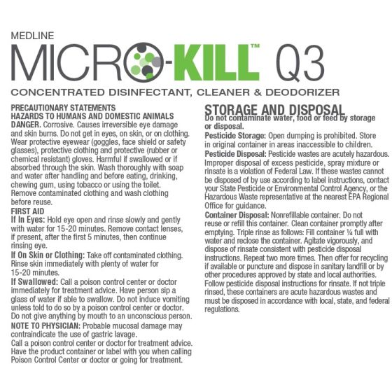 3 Minute Micro-Kill Q3 Quaternary Disinfectant Bottle 64oz 4Ct
