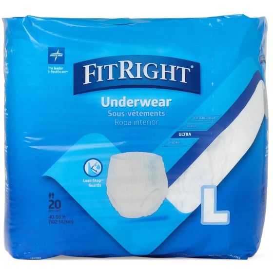 Medline FitRight Ultra Disposable Underwear L 20Ct