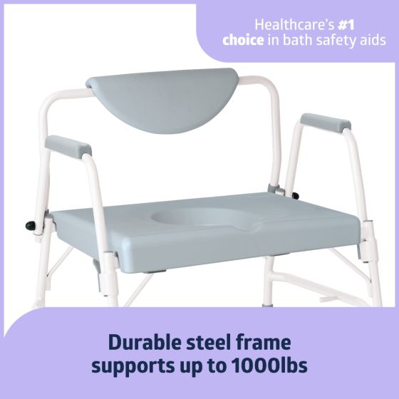 Medline Steel Bariatric Drop Arm Commode, 1,000lb Cap 1Ct