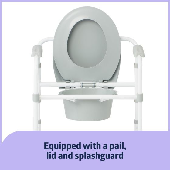 Guardian 3-in-1 Folding Aluminum Elongated Commode 350lbs 1Ct