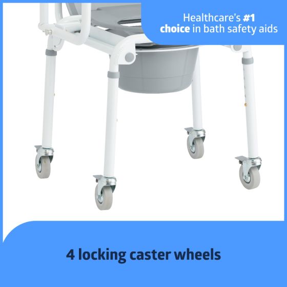Guardian Drop-Arm Commode with 4 Locking Casters 300lbs 1Ct