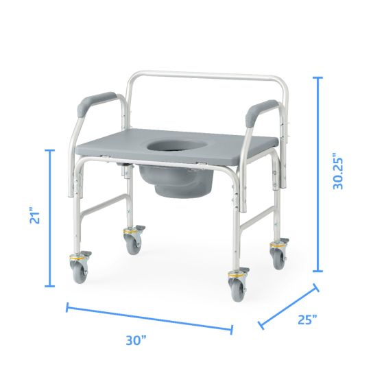 Guardian Bariatric Commode with 4 Locking Casters 1000lbs 1Ct
