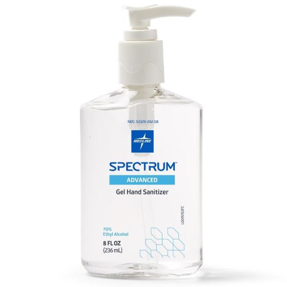 Medline Spectrum Advanced Hand Sanitizer Gel 8oz 12Ct
