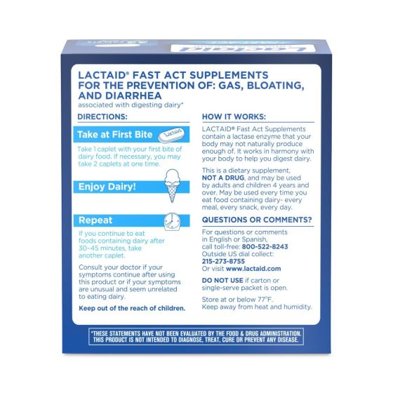 Lactaid Fast Act Lactase Enzyme Caplets 60Ct