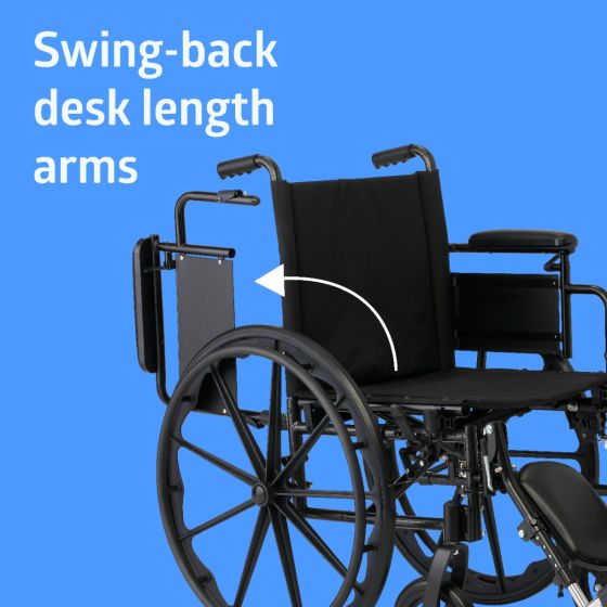 Medline Guardian K4 Wheelchair with Height-Adjustable Desk-Length Arms ...