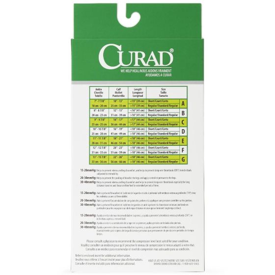 CURAD Knee Compression Hosiery 15-20mmHg Tan D Reg 1Pr