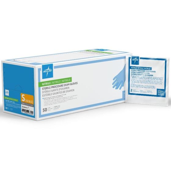 Medline Ext Cuff Nitrile Glove Sterile Pairs S 200Ct