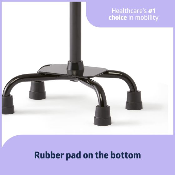 Medline Aluminum Quad Cane Sm Base 300lb Cap Black 1Ct