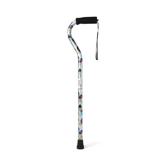 Medline Aluminum Fashion Cane Offset Handle 300lbs Triangles 1Ct
