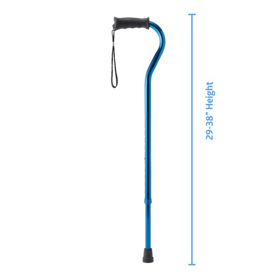 Medline Aluminum Offset Cane Offset Handle 300lbs Blue 1Ct