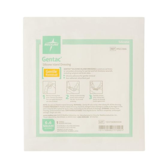 Medline Gentac Silicone Island Dressing 6x6 150Ct