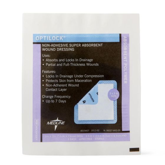 Medline OptiLock Absorbent Polymer Dressing 3x3 1Ct