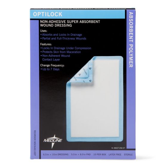 Medline OptiLock Absorbent Polymer Dressing 6.5x10 10Ct