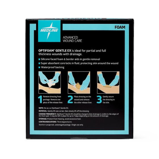Optifoam Gentle EX Silicone/Foam Dressing 4x4 10Ct