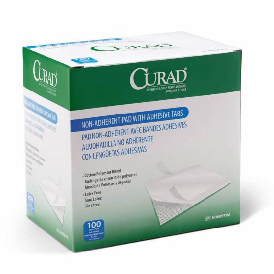 CURAD Sterile Nonadherent Pad w Adhesive Tabs 3x4 100Ct