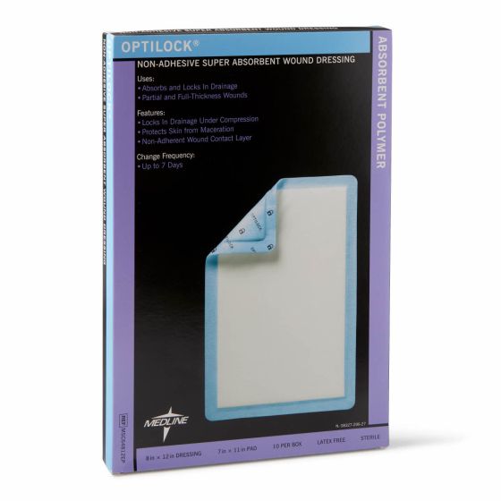 Medline OptiLock Absorbent Polymer Dressing 8x12 80Ct