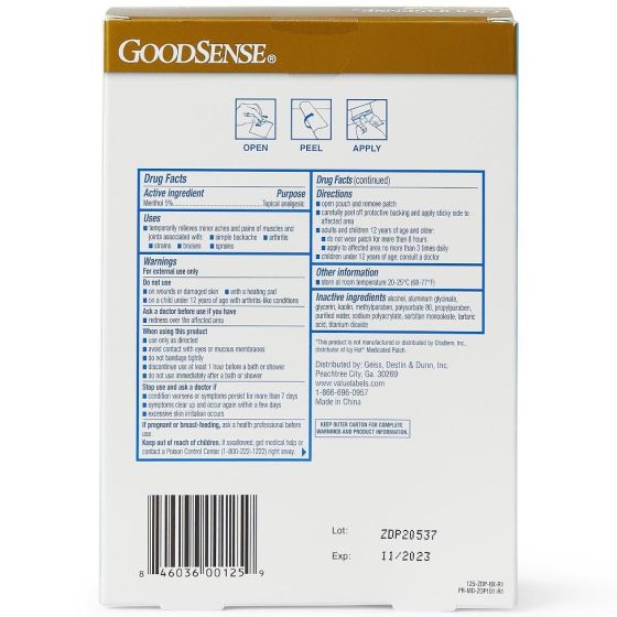 GoodSense X-Strength Medicated Cold/Hot Patch Small 5Ct