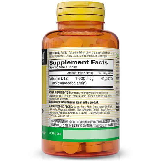 Mason Natural Quick Dissolve Vitamin B12 Tablet 1000mcg 100Ct