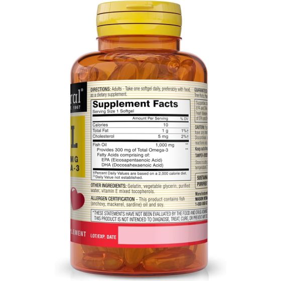 Mason Natural Fish Oil Softgel 1000mg 60Ct