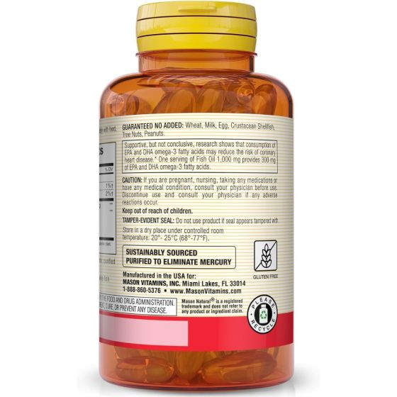 Mason Natural Fish Oil Softgel 1000mg 60Ct