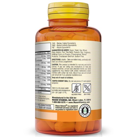 Mason Natural Men's Daily Multivitamin Tablets 100Ct