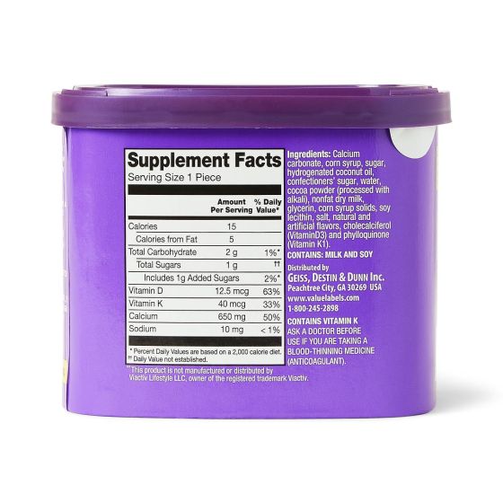 GoodSense Chocolate Calcium Chews 650mg 60Ct