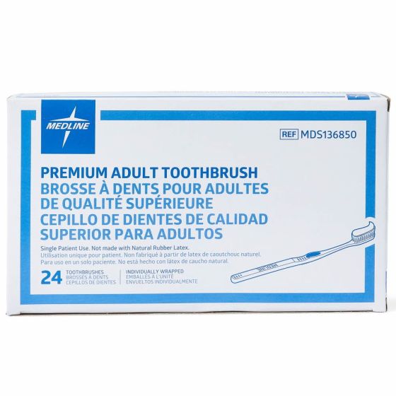 Medline Premium Adult Toothbrush 24Ct
