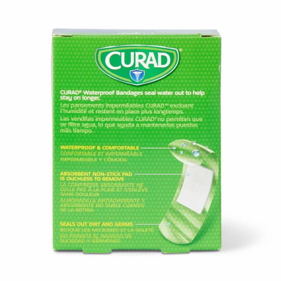 Curad Waterproof Adhesive Bandage Plastic Strip 1in x 3in Natural 1200Ct