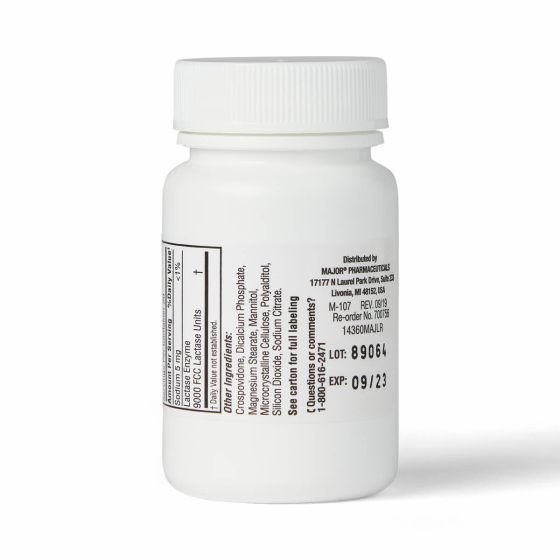 Major Lactase Dairy Digestive Aid Caplets 3,000FCC 60Ct