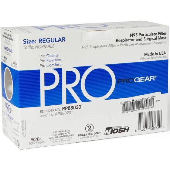 ProGear N95 Respirator Surgical Face Mask Regular 50Ct