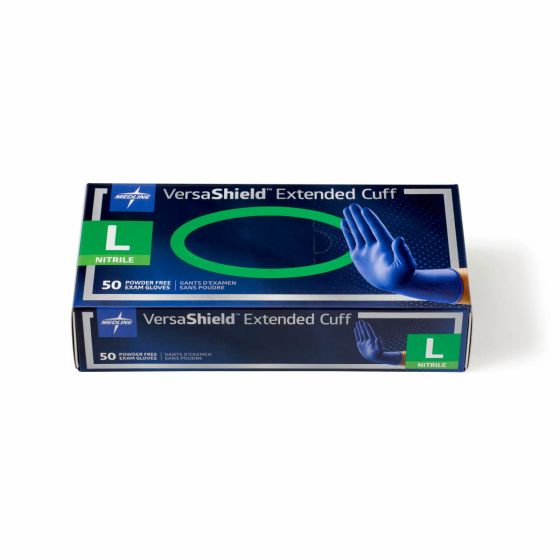 Medline VersaShield Extended Cuff Nitrile Glove L 500Ct