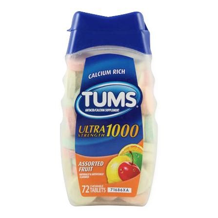 TUMS Ultra Strength Chewable Antacid Tablets Fruit 72Ct