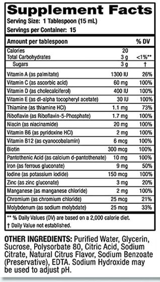 Multi-Vie Vitamin and Mineral Liquid Supplement Alcohol-Free 8oz 1Ct